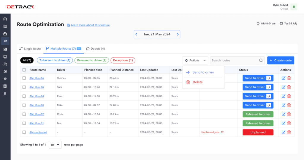 Route Planning & Route Optimization By Detrack