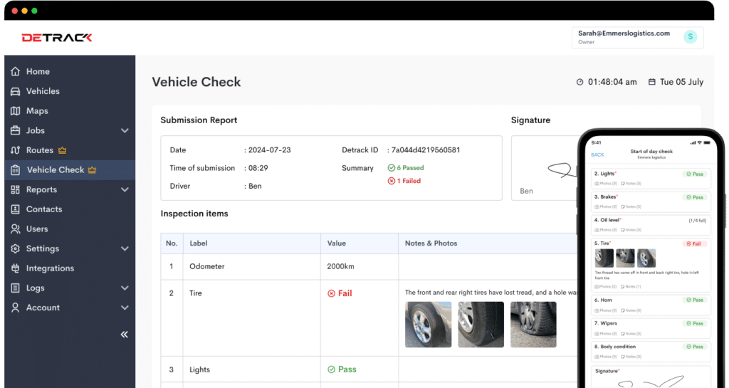 Vehicle Safety Check Software - Fleet Compliance Management | Detrack
