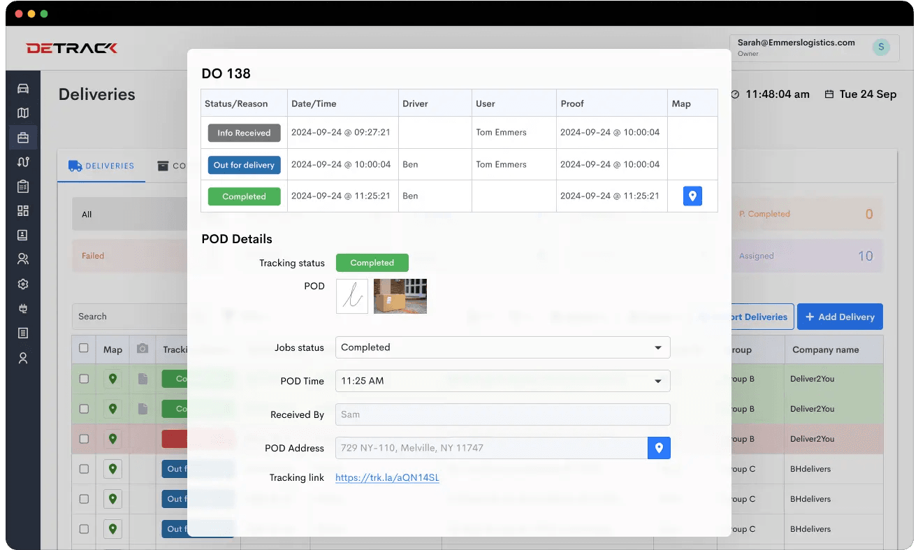 Detrack Configurations to Enhance Delivery Management